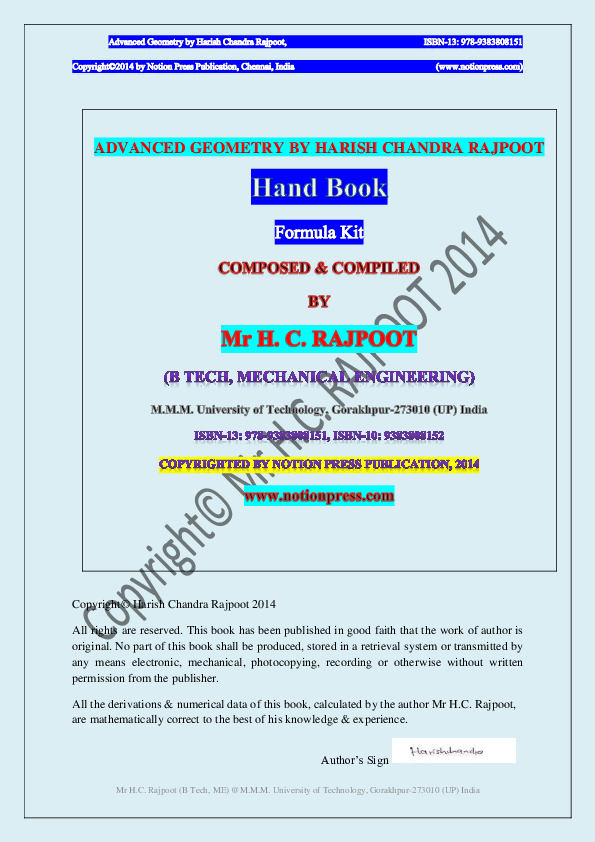 (PDF) HCR's Hand Book (Formula of Advanced Geometry)