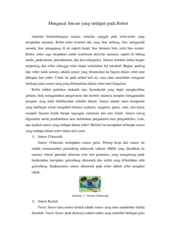 (PDF) Mengenal Sensor yang terdapat pada Robot