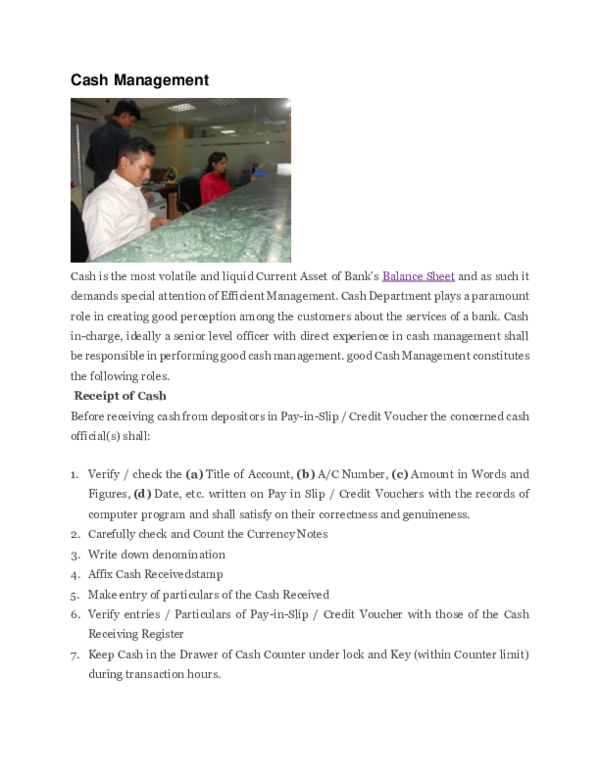 (DOC) Cash Management