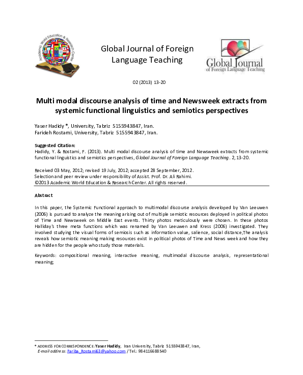 (PDF) Global Journal of Foreign Language Teaching Multi modal discourse analysis of time and ...
