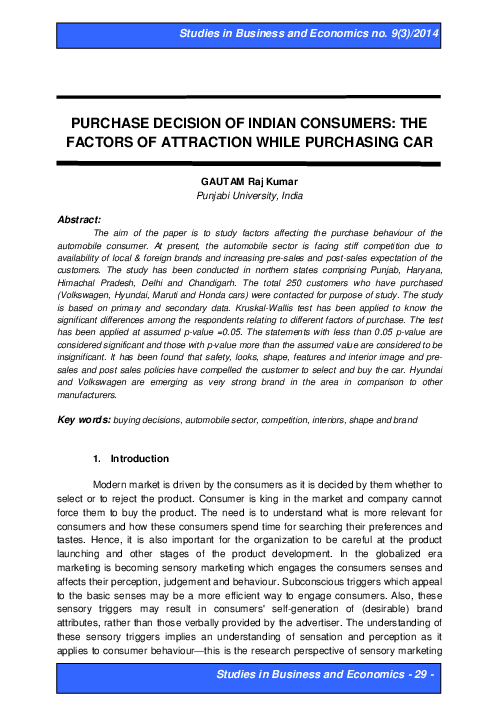 (PDF) PURCHASE DECISION OF INDIAN CONSUMERS: THE FACTORS OF ATTRACTION ...