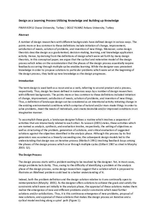 (DOC) Design as a Learning Process Utilizing Knowledge and Building up ...