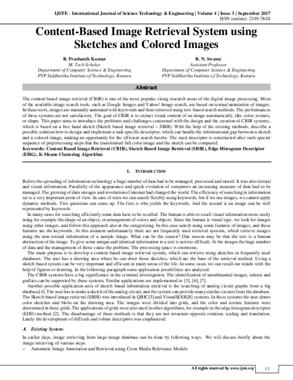 (PDF) Content-Based Image Retrieval System using Sketches and Colored Images | IJSTE ...