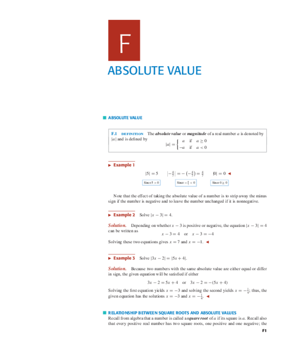(PDF) Absolute Values Notes with examples and exerxise