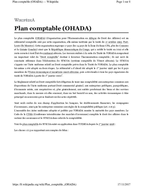 (PDF) Plan comptable (OHADA