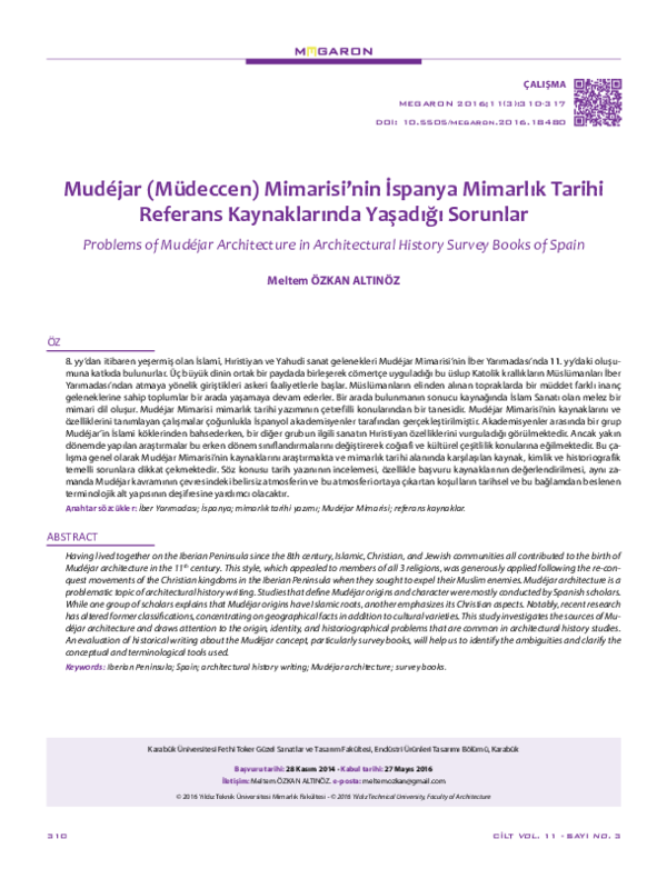 (PDF) Mudéjar (Müdeccen) Mimarisi'nin İspanya Mimarlık Tarihi Referans ...