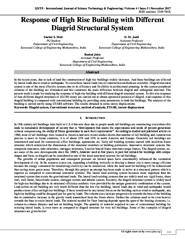 (PDF) Response of High Rise Building with Different Diagrid Structural ...