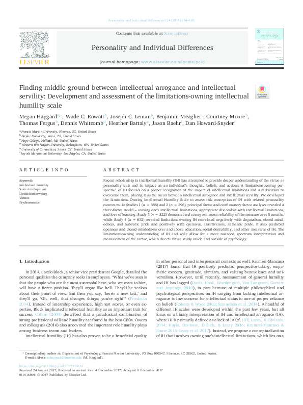 (PDF) Finding middle ground between intellectual arrogance and ...