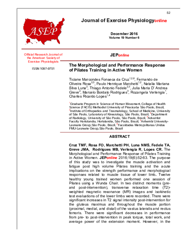 (PDF) D75 JEPonline The Morphological and Performance Response of ...