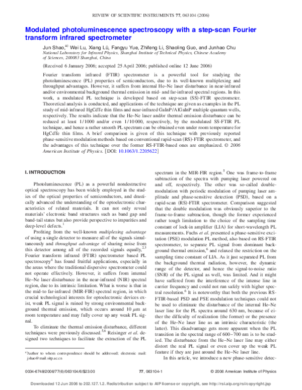 (PDF) Modulated photoluminescence spectroscopy with a step-scan Fourier ...