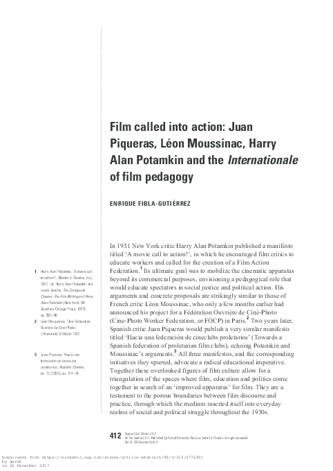 (PDF) Film called into action: Juan Piqueras, Léon Moussinac, Harry ...
