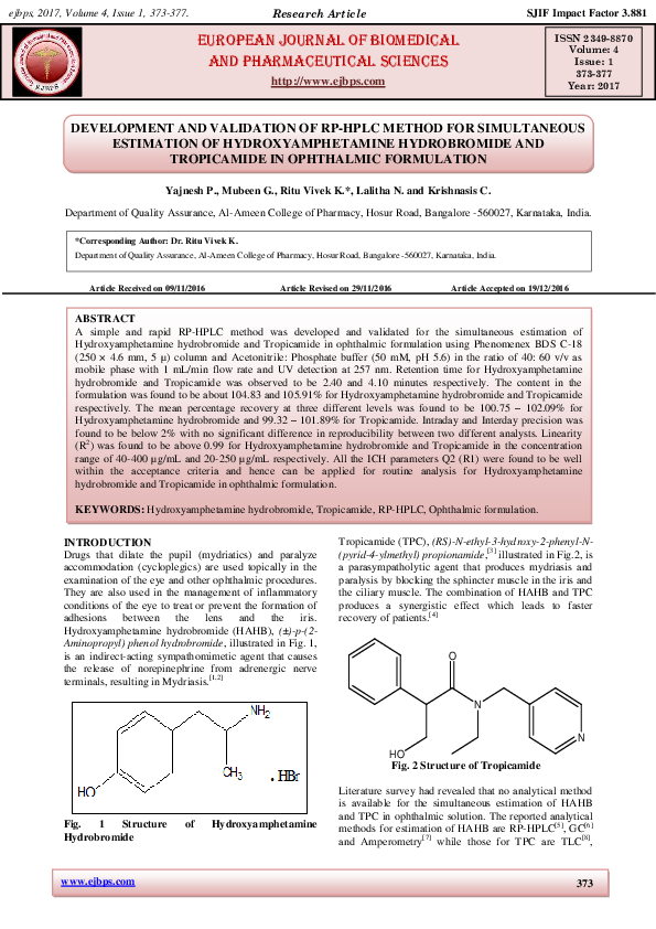 Pdf Development And Validation Of Rp Hplc Method For Simultaneous Estimation Of