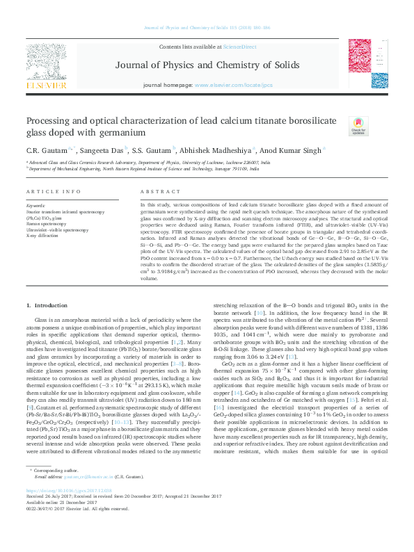 (PDF) Processing and optical characterization of lead calcium titanate ...