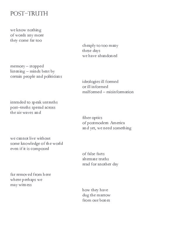 (PDF) Post Truth – Poem