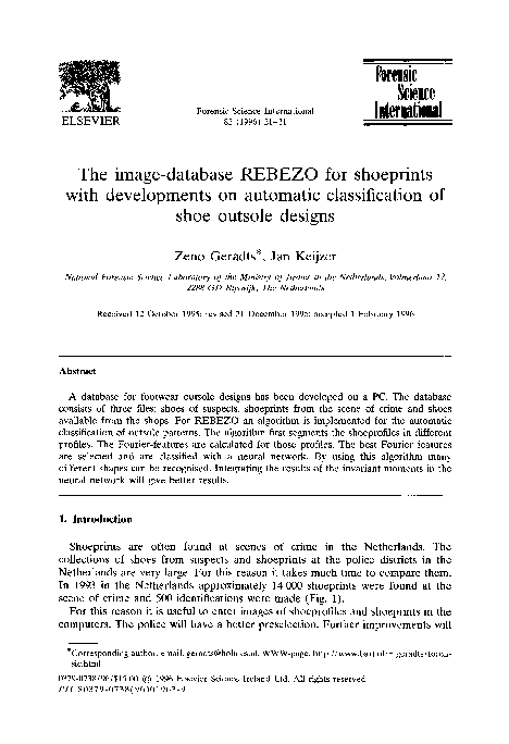 Pdf The Image Database Rebezo For Shoeprints With Developments On Automatic Classification Of
