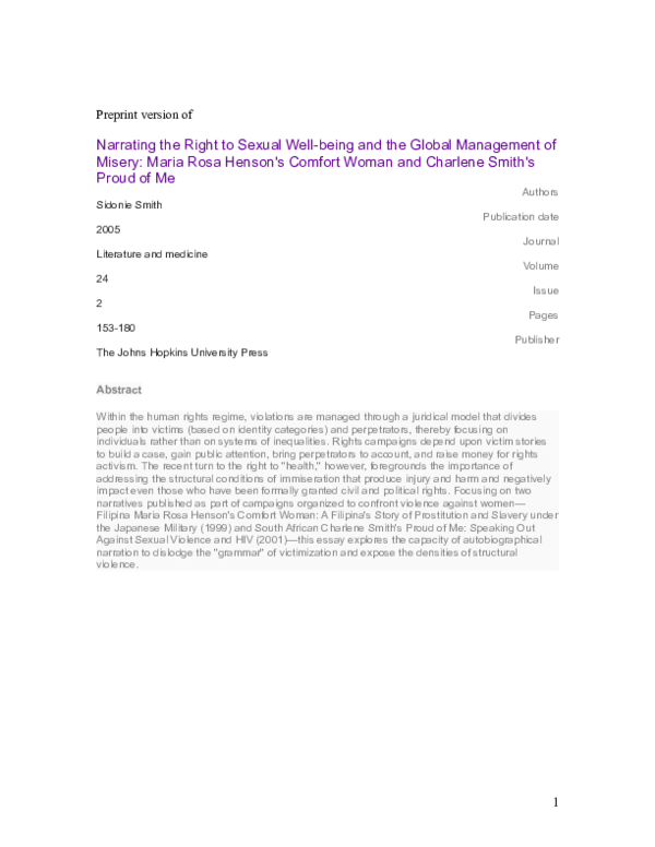(DOC) Narrating the Right to Sexual Well-being and the Global ...