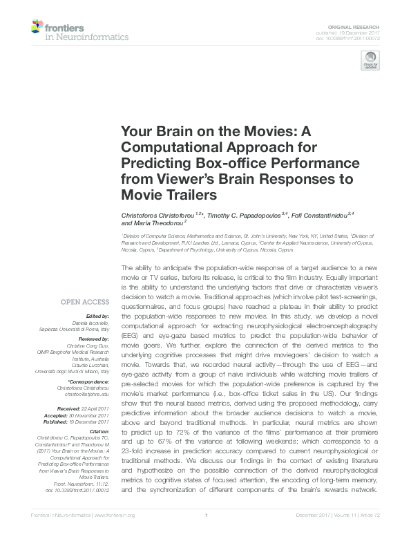 (PDF) Your Brain on the Movies: A Computational Approach for Predicting ...