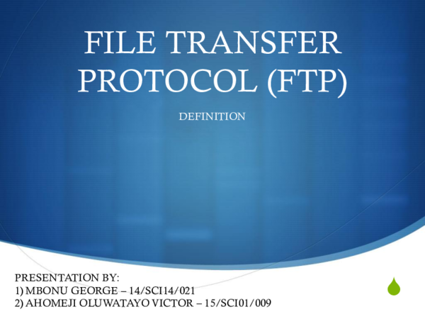 (PPT) FTP PRESENTATION | George Mbonu - Academia.edu