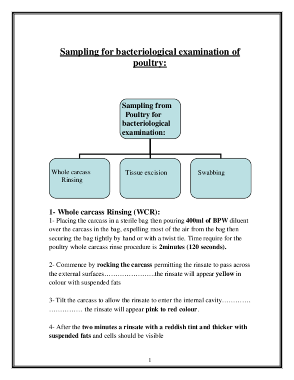 (PDF) Sampling for bacteriological examination of poultry