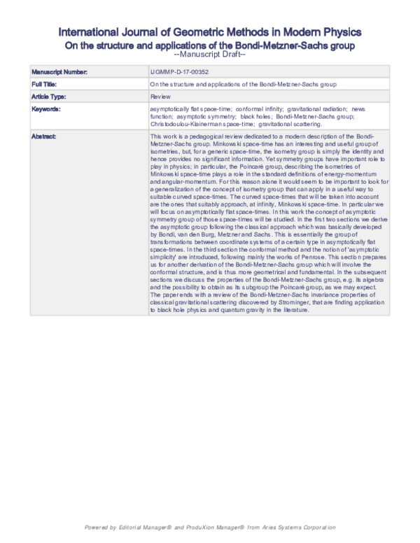 (PDF) A construction of the Gleason space | ALeksander Blaszczyk ...