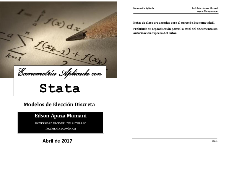 (PDF) Econometría Aplicada con Stata