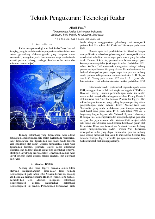 (PDF) Teknik Pengukuran: Teknologi Radar