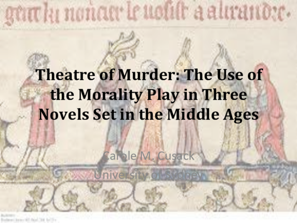 (PDF) Theatre of Murder: The Use of the Morality Play in Three Novels ...