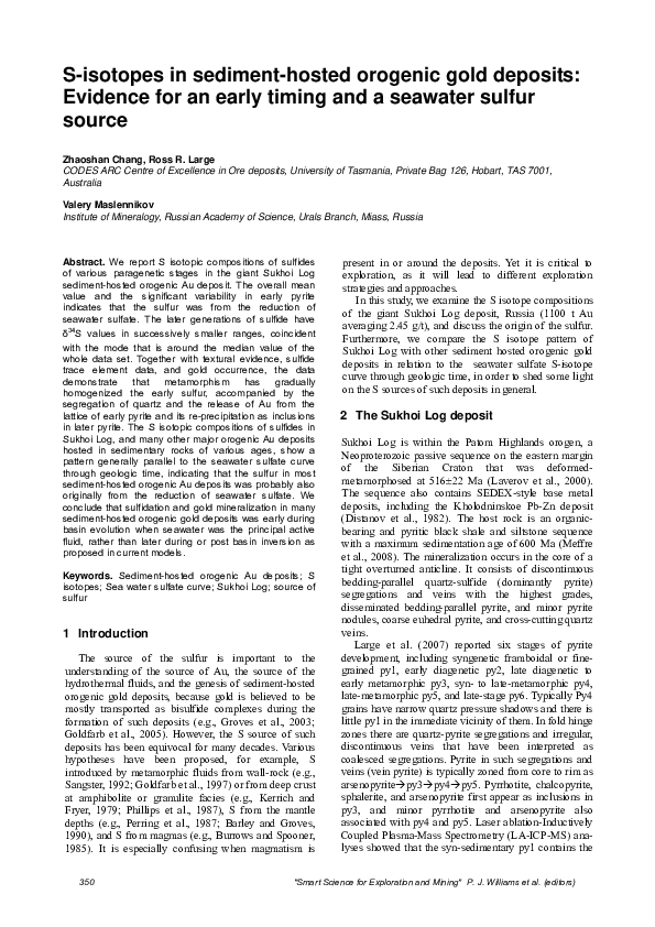 (PDF) S-isotopes in sediment-hosted orogenic gold deposits: Evidence ...