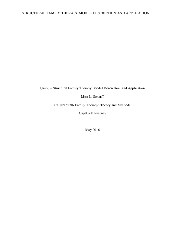 (DOC) Structural Family Therapy: Model Description and Application