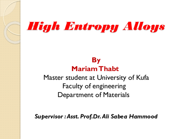 (PPT) High Entropy Alloys