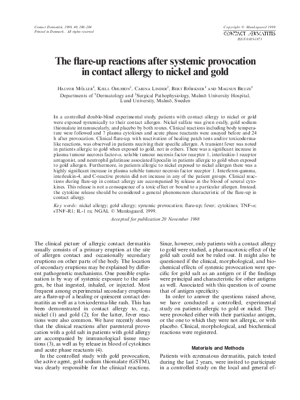 (PDF) The flare-up reactions after systemic provocation in contact ...