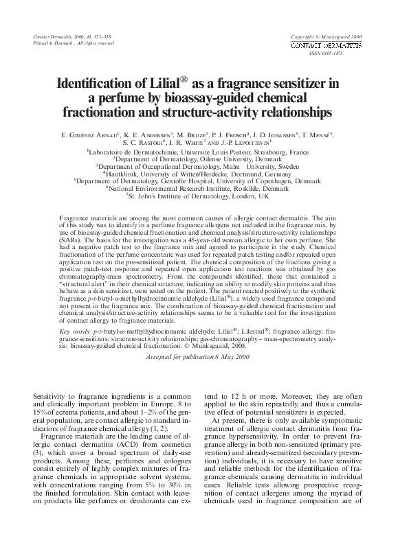 (PDF) Identification of Lilial ® as a fragrance sensitizer in a perfume ...