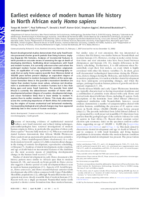 (PDF) Earliest evidence of modern human life history in North African ...