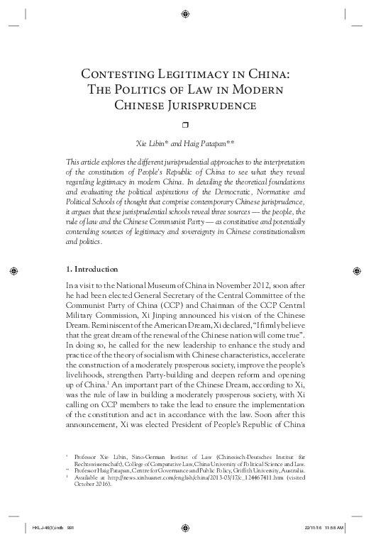 (PDF) Contesting Legitimacy in China: The Politics of Law in Modern ...
