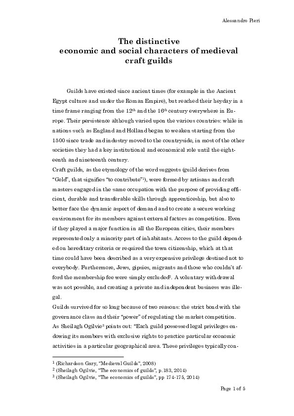 (DOC) Distinctive economic and social characters of medieval craft guilds