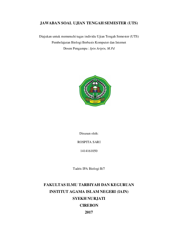 (DOC) JAWABAN SOAL UJIAN TENGAH SEMESTER (UTS