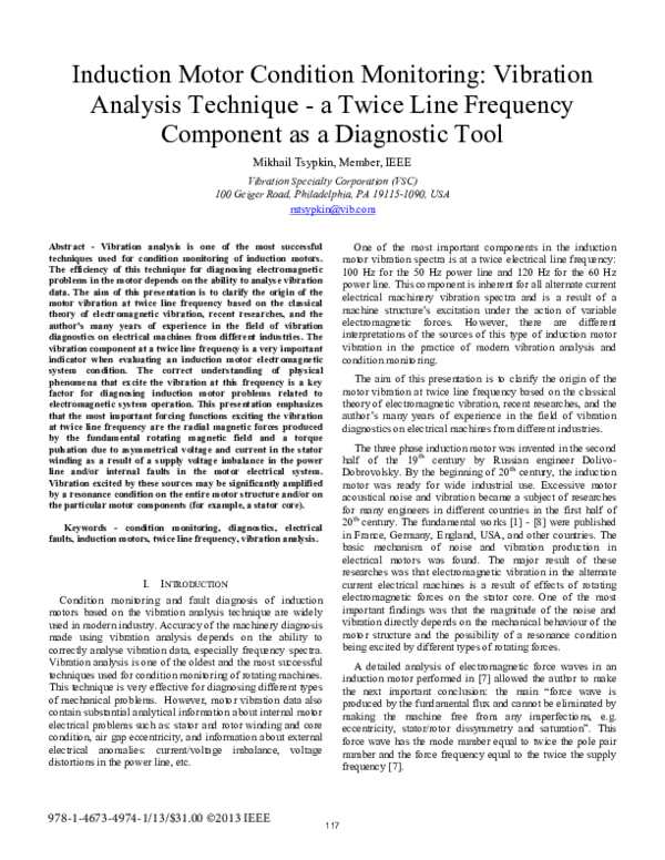 Pdf Induction Motor Condition Monitoring Vibration Analysis Technique A Twice Line Frequency