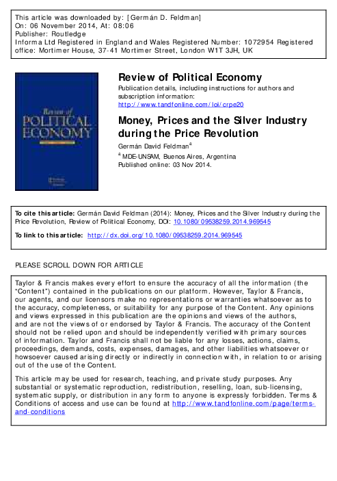 (PDF) Money, Prices and the Silver Industry during the Price Revolution