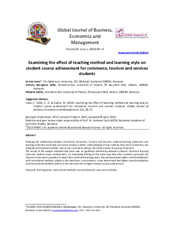 (PDF) Examining the effect of teaching method and learning style on ...