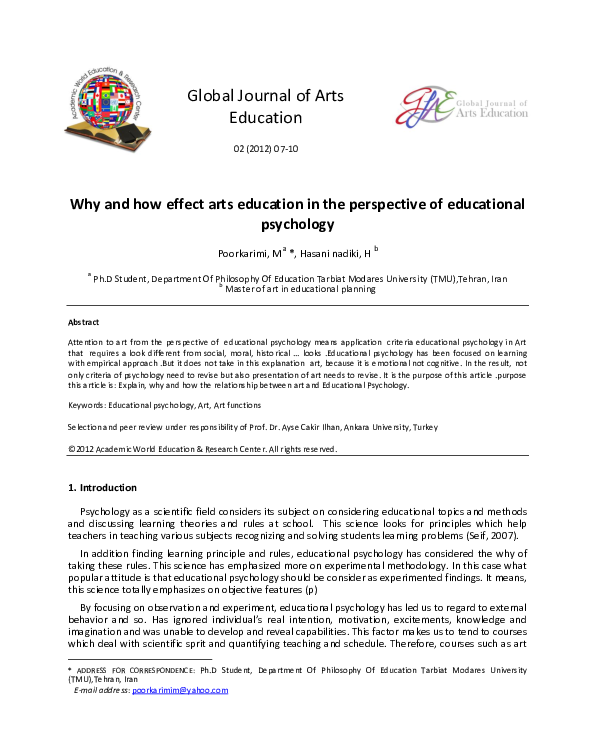 (PDF) Why and how effect arts education in the perspective of ...