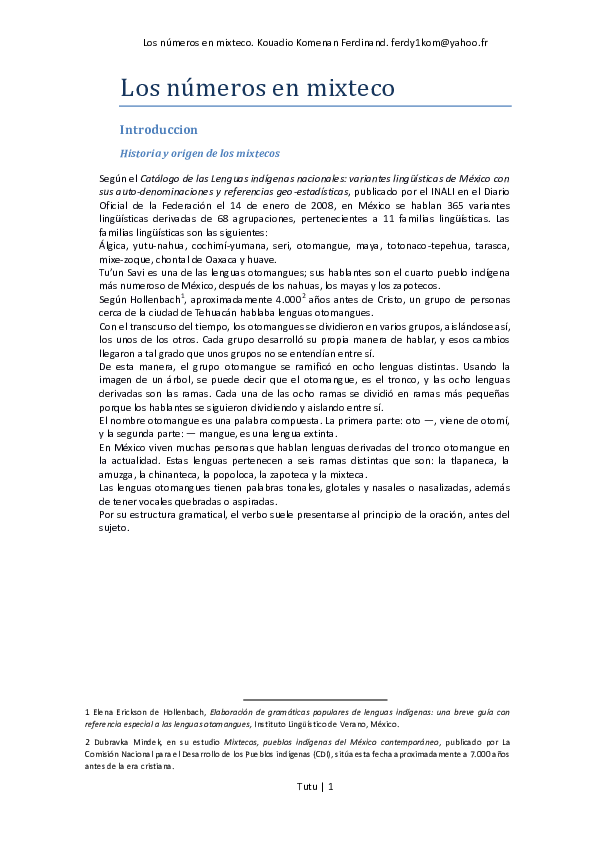 (PDF) Los Números en Mixteco
