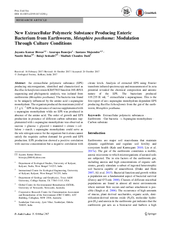 (PDF) New Extracellular Polymeric Substance Producing Enteric Bacterium ...
