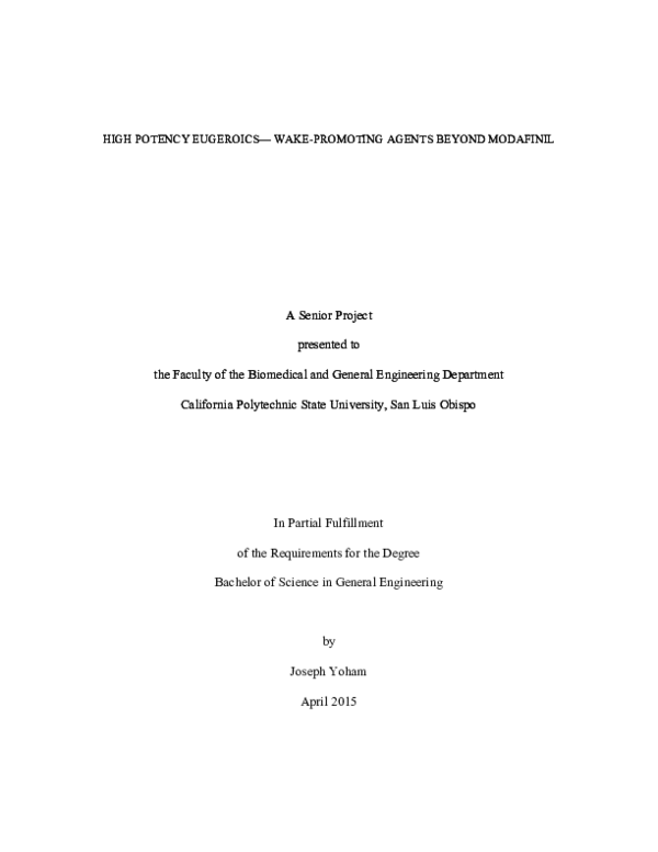 (PDF) HIGH POTENCY EUGEROICS— WAKE-PROMOTING AGENTS BEYOND MODAFINIL