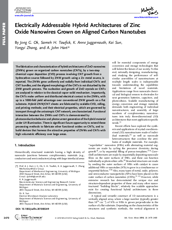 (PDF) Electrically Addressable Hybrid Architectures of Zinc Oxide ...