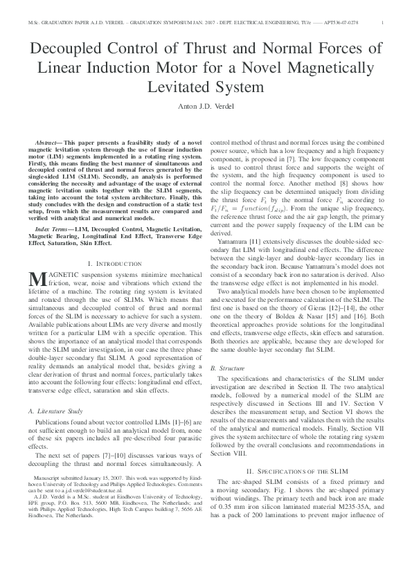 Pdf Force Analysis Of Linear Induction Motor For Magnetic Levitation System