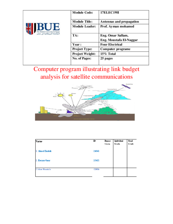 (PDF) Computer program illustrating link budget analysis for satellite ...