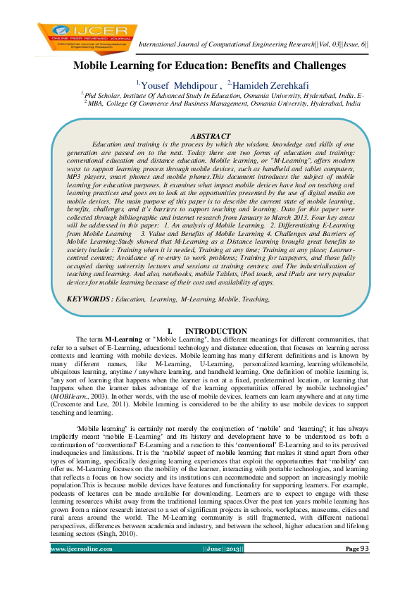 (PDF) Mobile LEARNING Pendidikan: Manfaat dan Tantangan