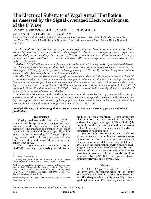 (PDF) The Electrical Substrate of Vagal Atrial Fibrillation as Assessed ...