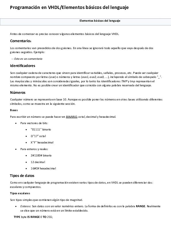 (DOC) Programación en VHDL/Elementos básicos del lenguaje