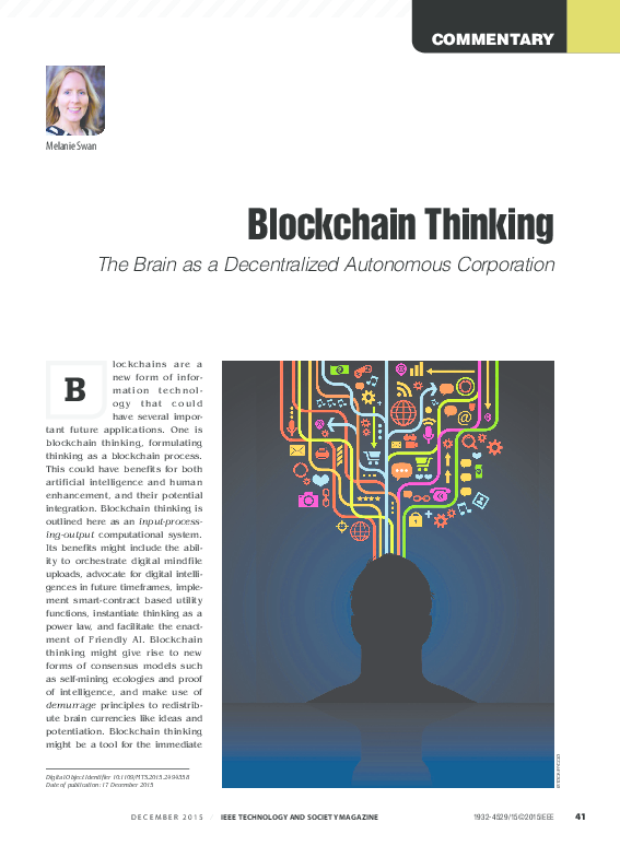 (PDF) Blockchain Thinking : The Brain as a Decentralized Autonomous ...